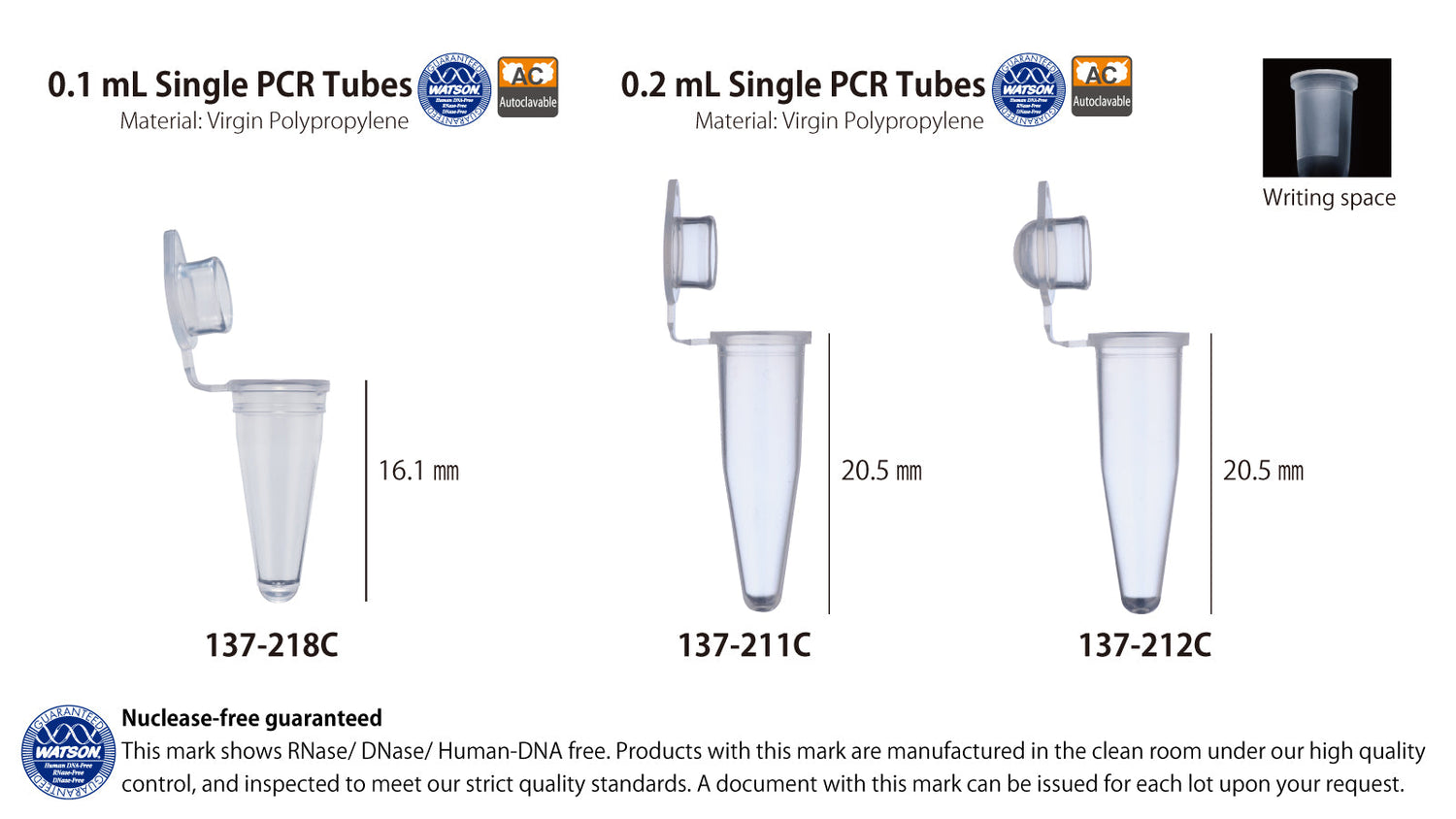 Single PCR tubes – Watson BIO LAB SHOP
